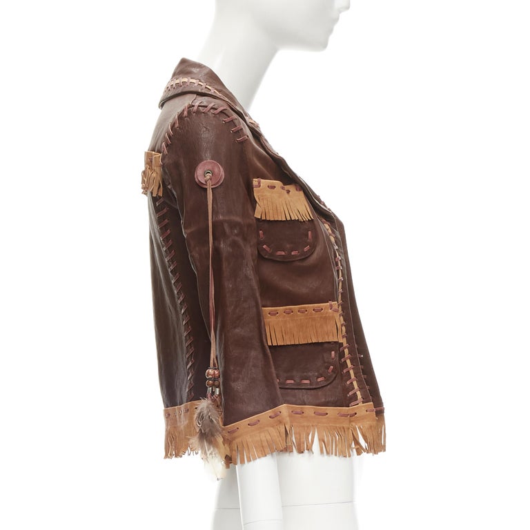 DSQUARED2 2005 Vintage Native American brown leather fringe leather ...