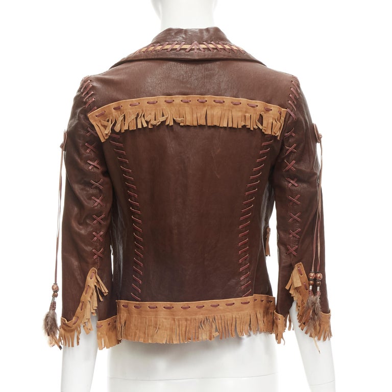 DSQUARED2 2005 Vintage Native American brown leather fringe leather ...