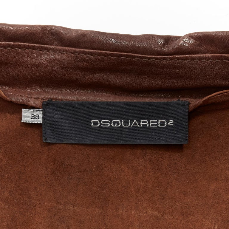 DSQUARED2 2005 Vintage Native American brown leather fringe leather jacket IT38 For Sale at 1stDibs
