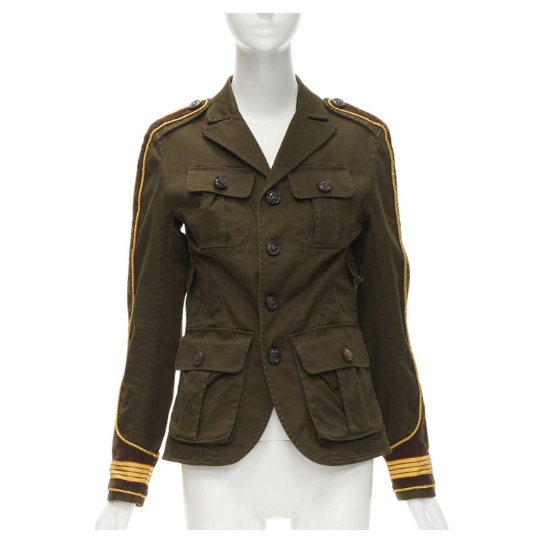 DSQUARED2 2021 green cotton military officer corduroy utility jacket ...
