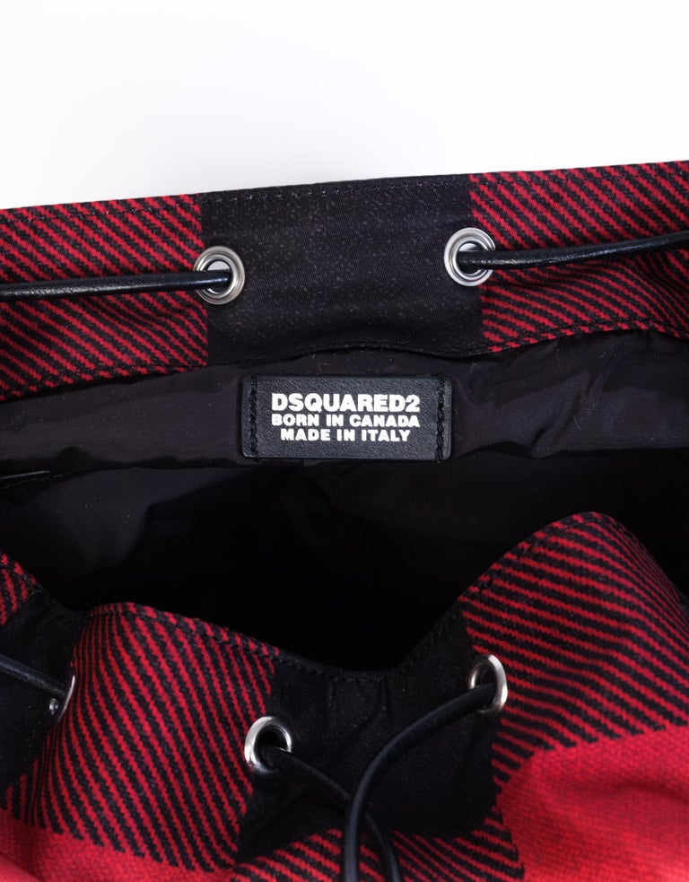 DSquared2 Black and Red Plaid Backpack For Sale at 1stDibs