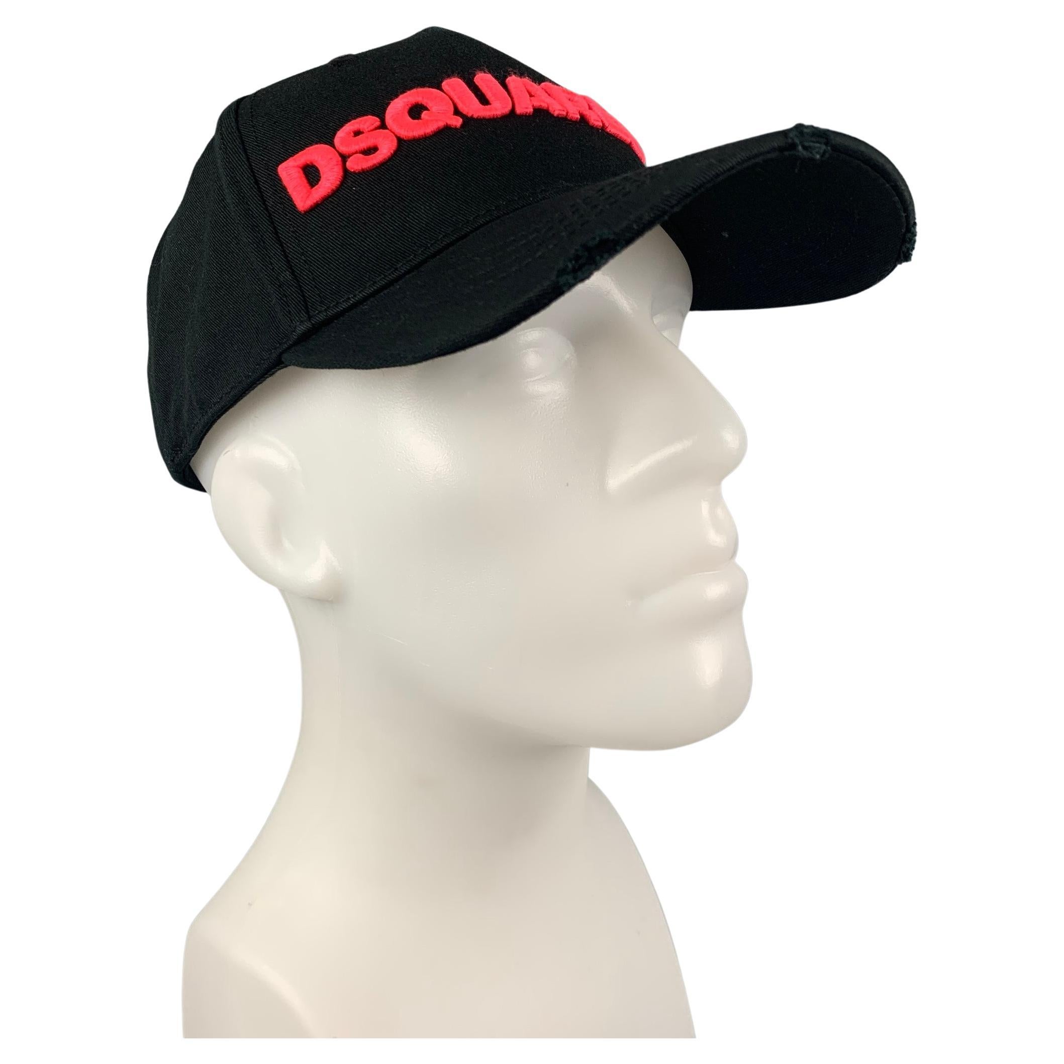 DSQUARED2 Black Pink Embroidered Canvas Hat For Sale at 1stDibs