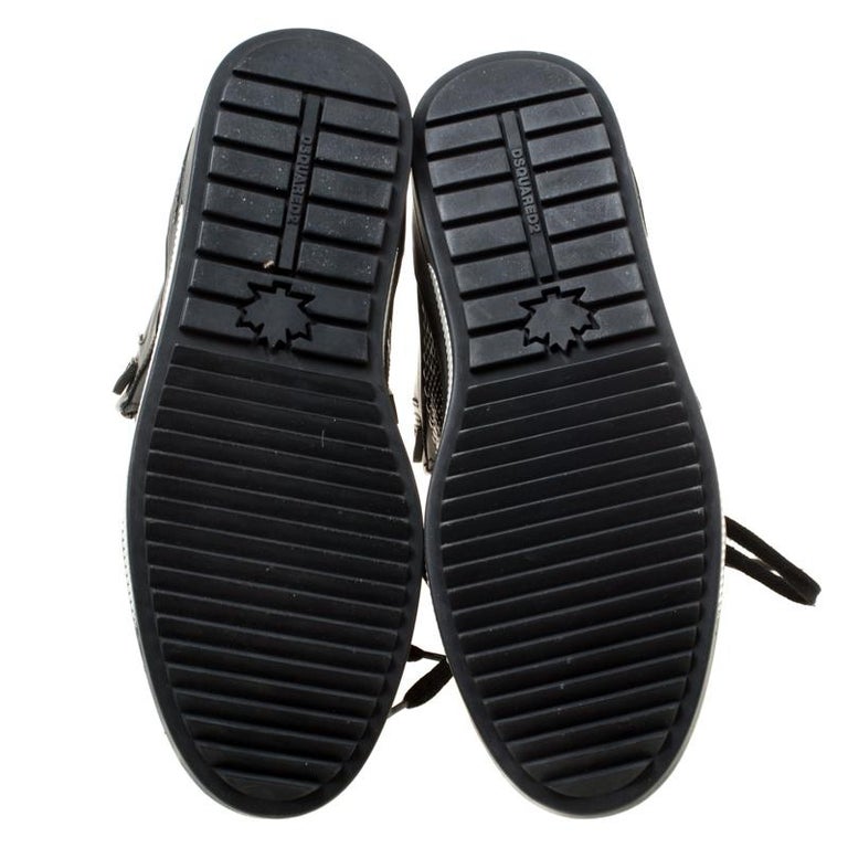 Dsquared2 Black Studded Leather High Top Sneakers Size 41 at 1stDibs