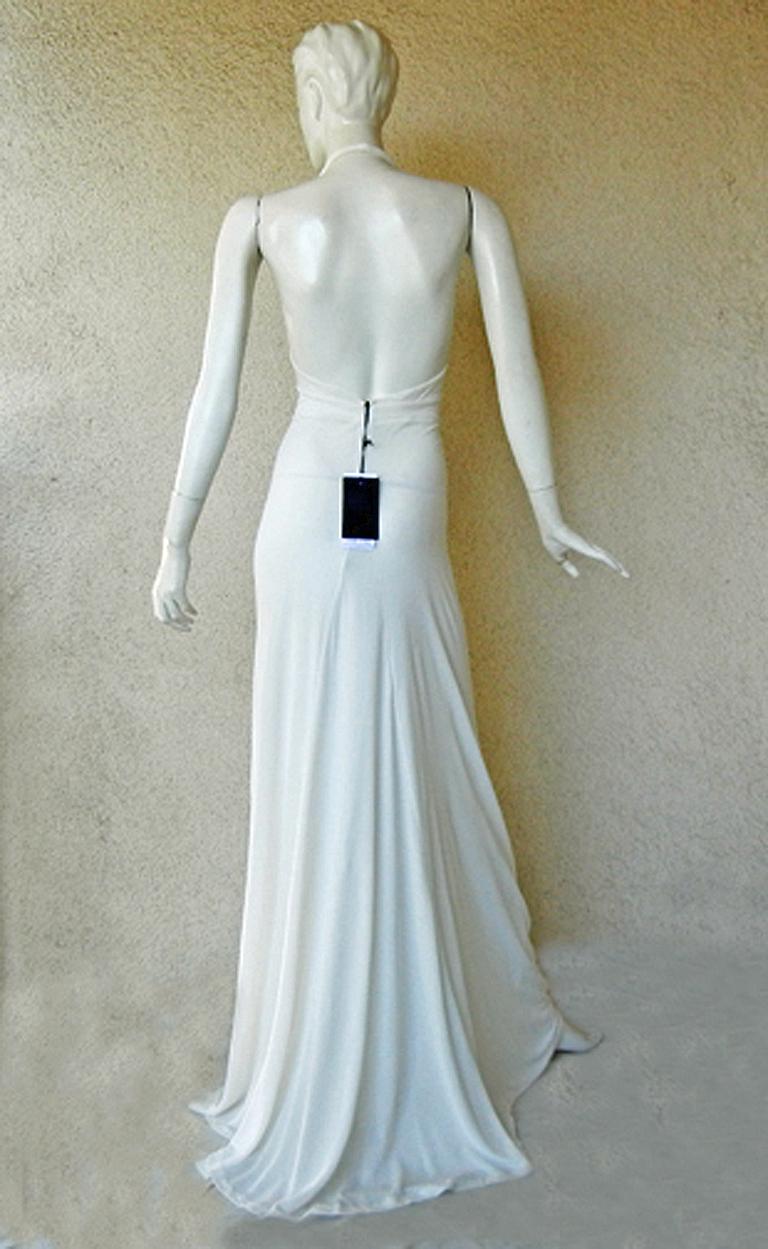 Dsquared2 Runway Halter White Jersey Gown Dress Gown + Fab Wide Gold ...