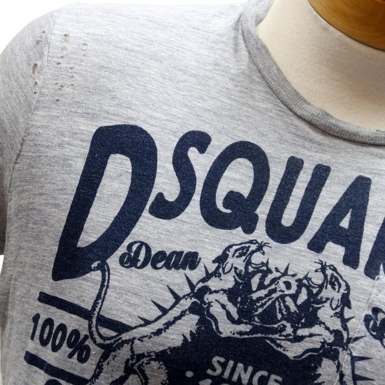 Dsquared2 Grey and Navy Blue L DSQ2 Survival of the Tuffest Print Tee ...