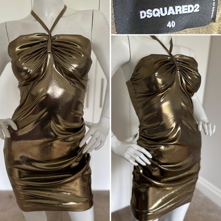 Dsquared2 Liquid Gold Cocktail Dress For Sale at 1stDibs