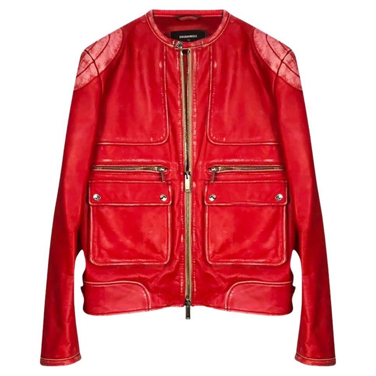 DSQUARED2 MEN'S RED MOTORCYCLE JACKET It 56 - 3XL from Celebrity closet ...