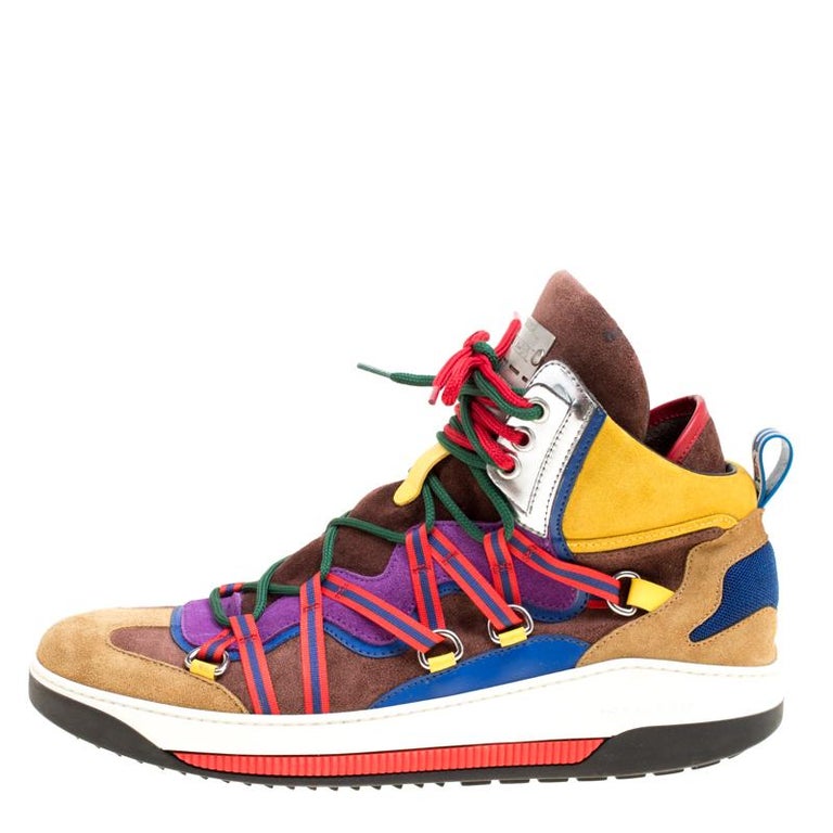 Dsquared2 Multicolor Suede High Top Sneakers Size 42 For Sale at 1stDibs
