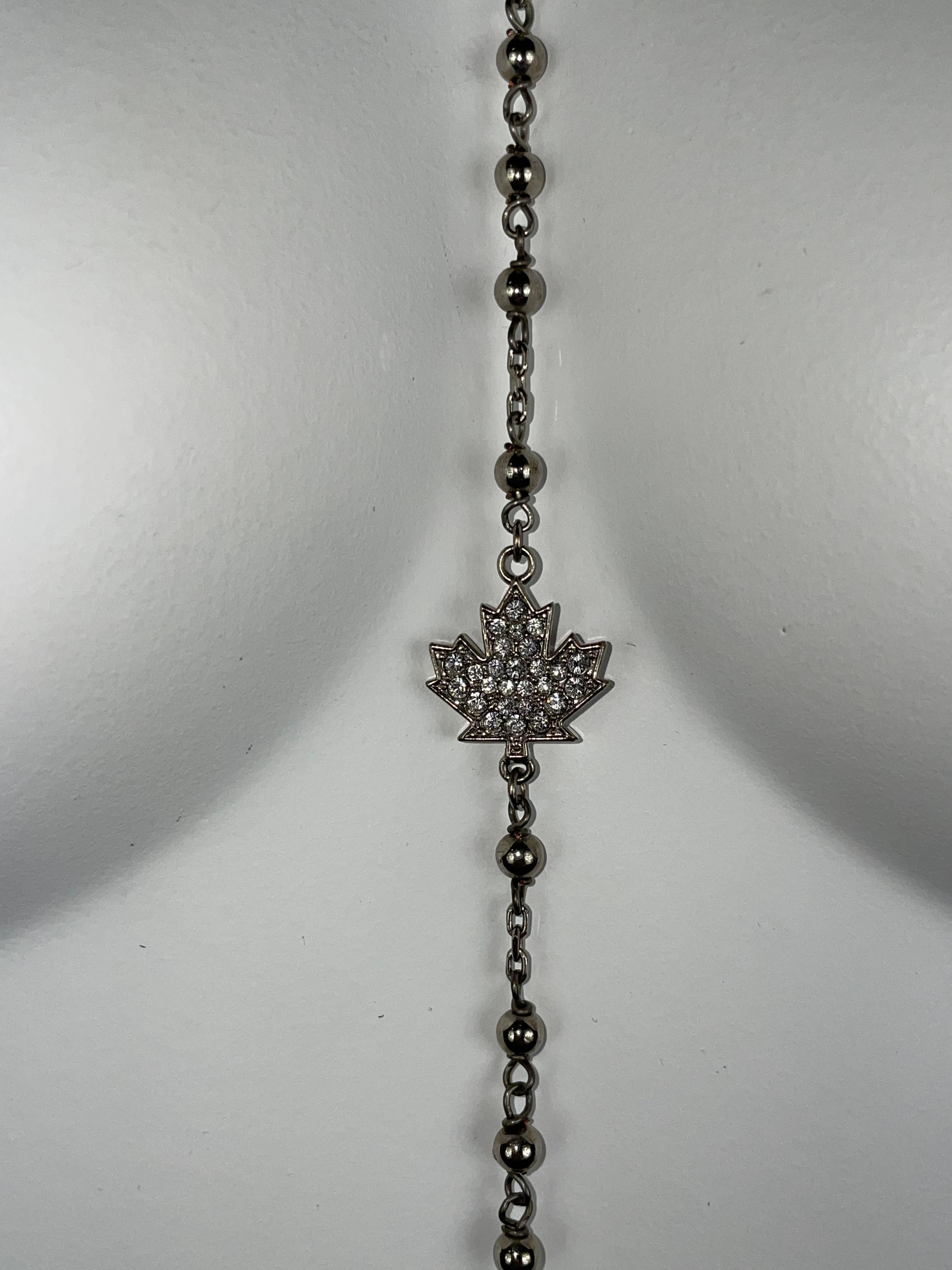 Dsquared2 Silver Crystal Rosary Body Chain Necklace For Sale at 1stDibs