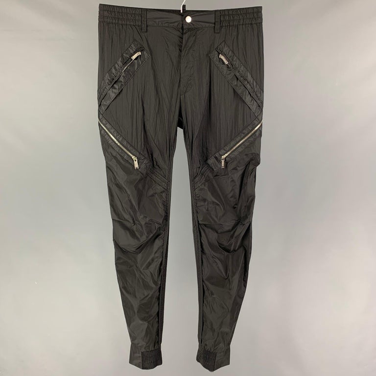 DSQUARED2 Size 32 Black Polyamide Tuxedo Casual Pants For Sale at 1stDibs