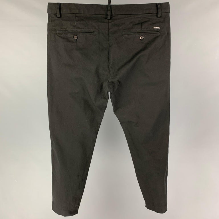 DSQUARED2 Size 36 Black Cotton Button Fly Dress Pants For Sale at 1stDibs