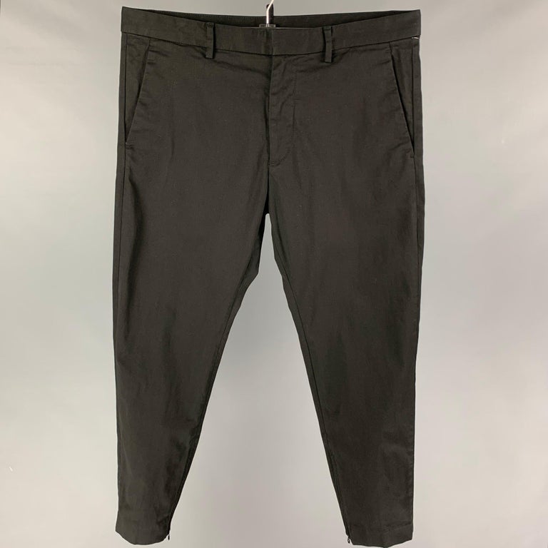 DSQUARED2 Size 36 Black Cotton Button Fly Dress Pants For Sale at 1stDibs