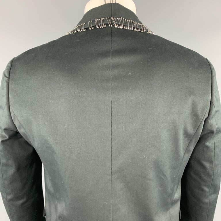 DSQUARED2 Size 38 Black Cotton / Elastane Shawl Collar Safety Pin Sport ...