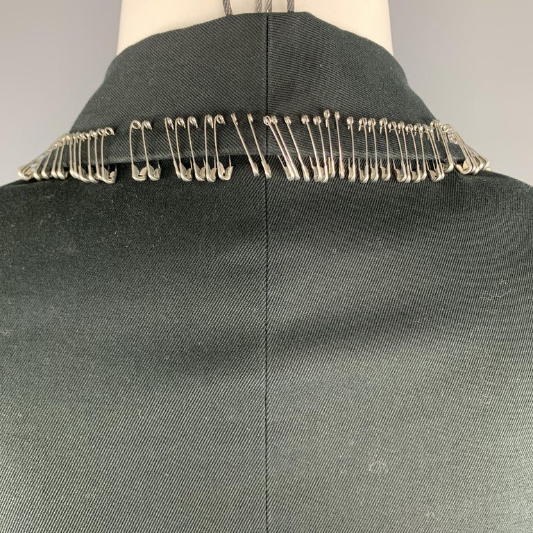 DSQUARED2 Size 38 Black Cotton / Elastane Shawl Collar Safety Pin Sport ...