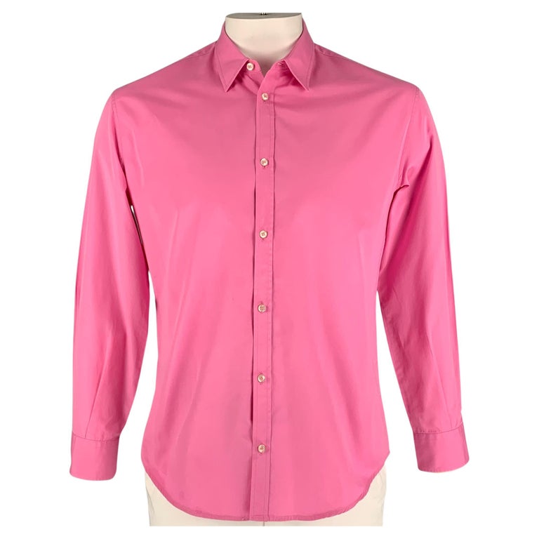 DSQUARED2 Size L Pink Cotton Button Up Long Sleeve Shirt For Sale at ...