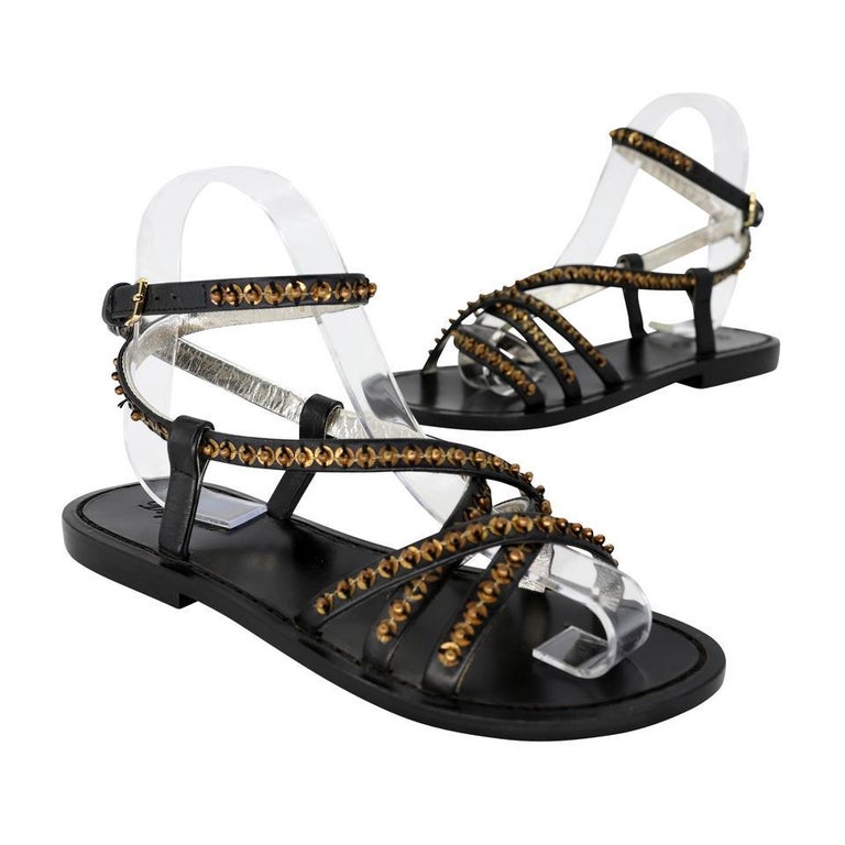 Dsquared2 Studded 35 Leather Slides Roman Sandals DS-S06013P-0003 For ...