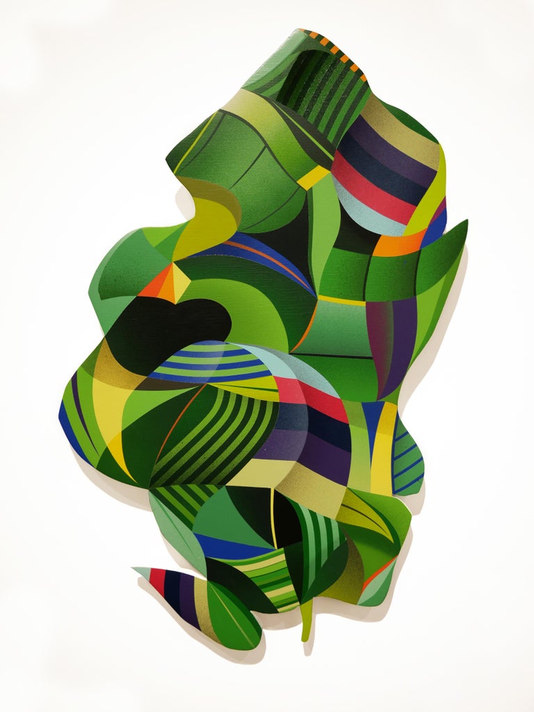DUAL - ""Blue Dream"" Peinture abstraite contemporaine de feuillage de ...