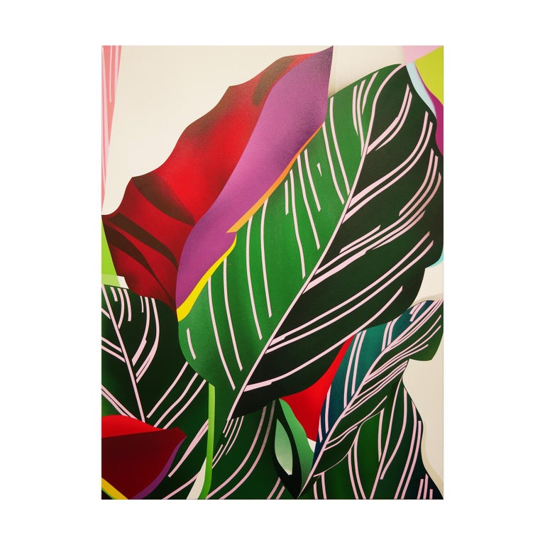 DUAL - "Calathea Ornata" Contemporary Tropical Jungle Foliage Abstract ...