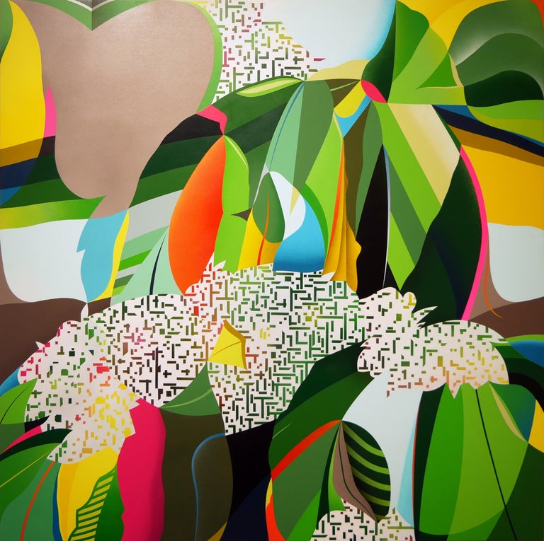 DUAL - "Flowers for Mom IV" Contemporary Tropical Jungle Foliage ...