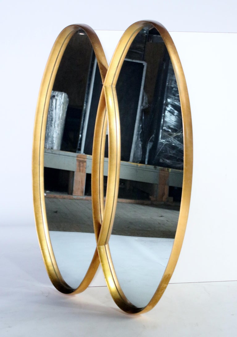 Dual Interlocking Gold Wood Frame Mirror For Sale at 1stDibs
