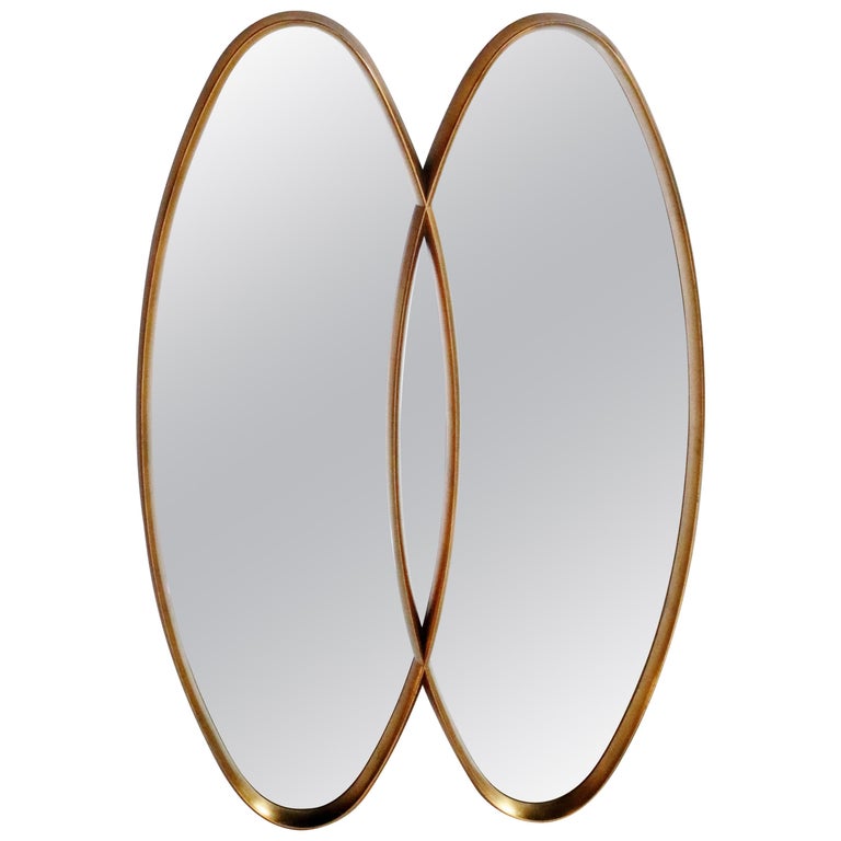 Dual Interlocking Gold Wood Frame Mirror For Sale at 1stDibs