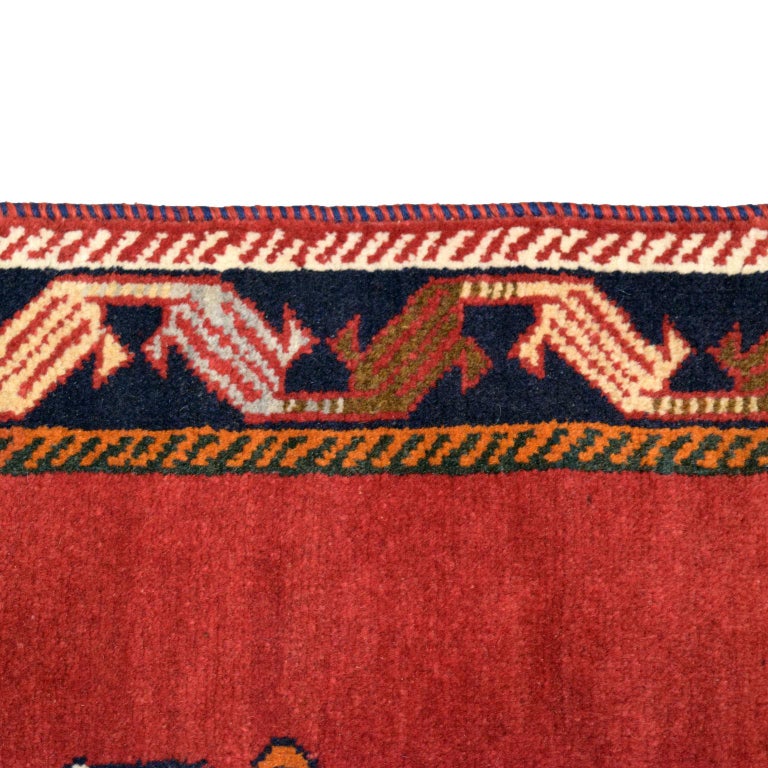 Vintage 1940s Persian Qashqai Leopard Rug, Dual Motif, 4x6 For Sale at ...