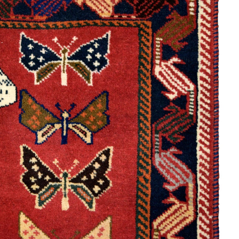 Vintage 1940s Persian Qashqai Leopard Rug, Dual Motif, 4x6 For Sale at ...