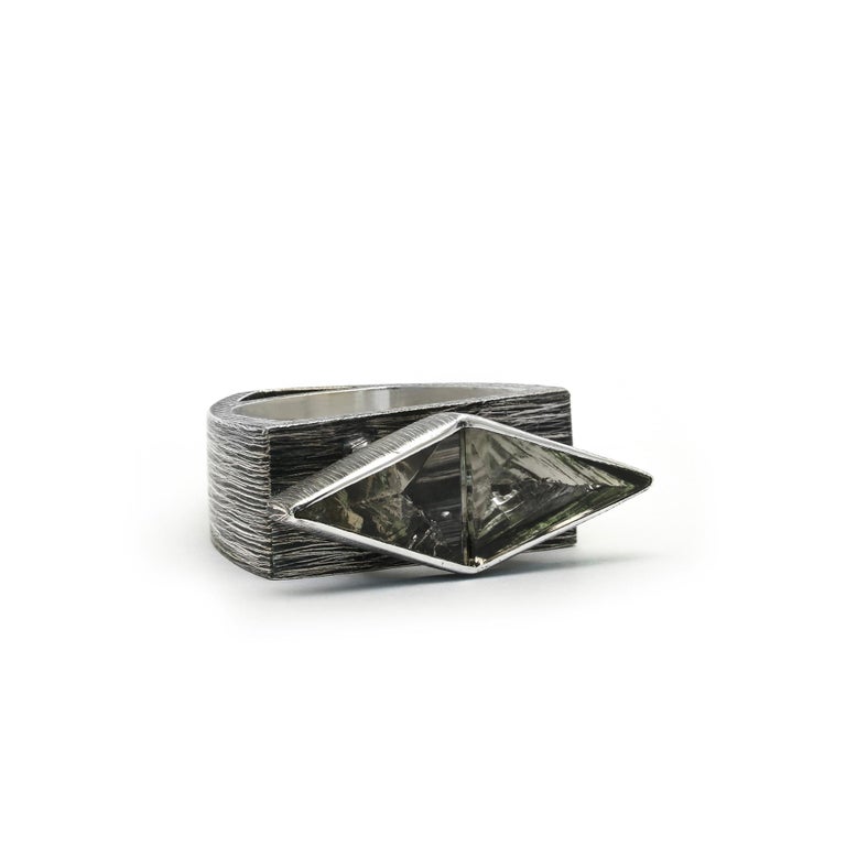 Dual Triangles Ring Crafted from Sterling Silver and Hewn Crystals For ...