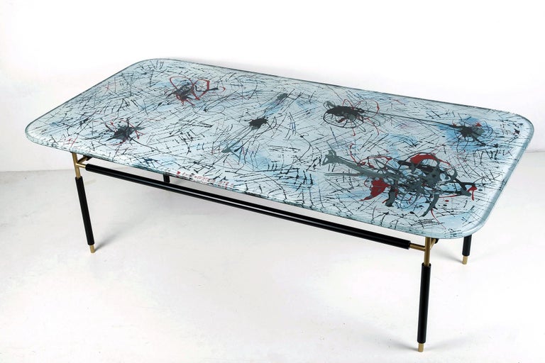 Dubé 'Duilio Barnabé' Glass Painted Coffee Table for Fontana Arte ...