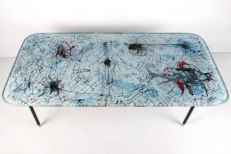 Dubé 'Duilio Barnabé' Glass Painted Coffee Table for Fontana Arte ...