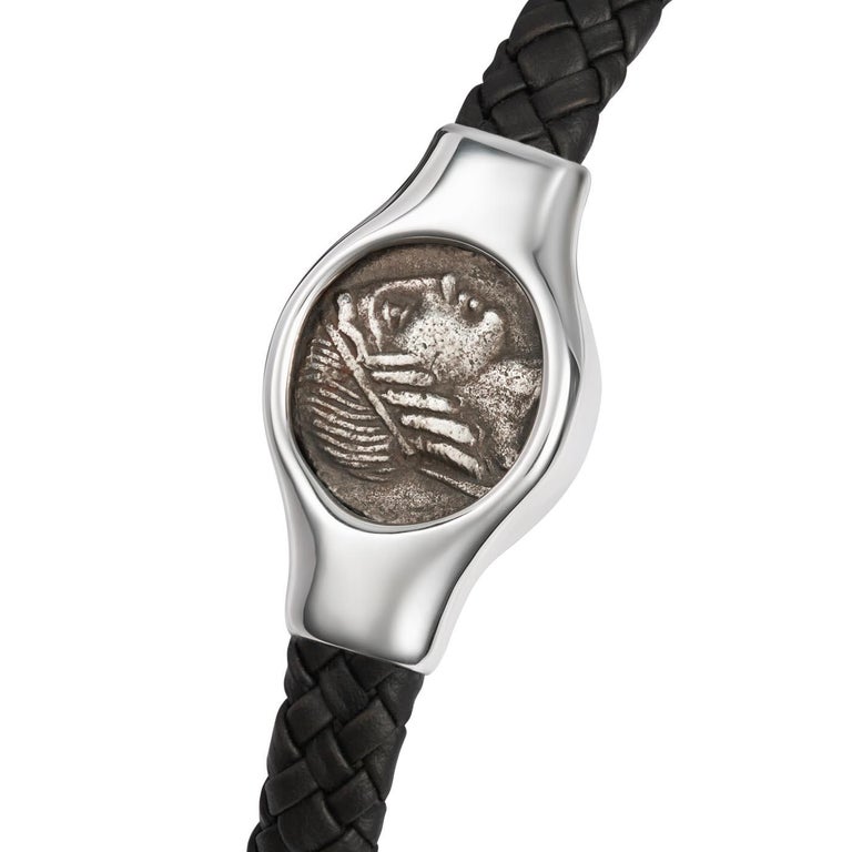 Dubini Apollo Ancient Coin 18 Karat Yellow Gold Calfskin Braided ...