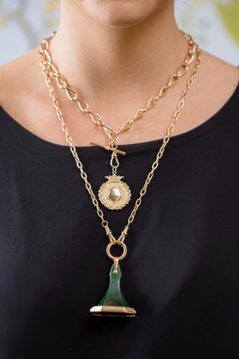 Oval Twist Double Albert Chain in 14 Karat Yellow Gold For Sale at 1stDibs