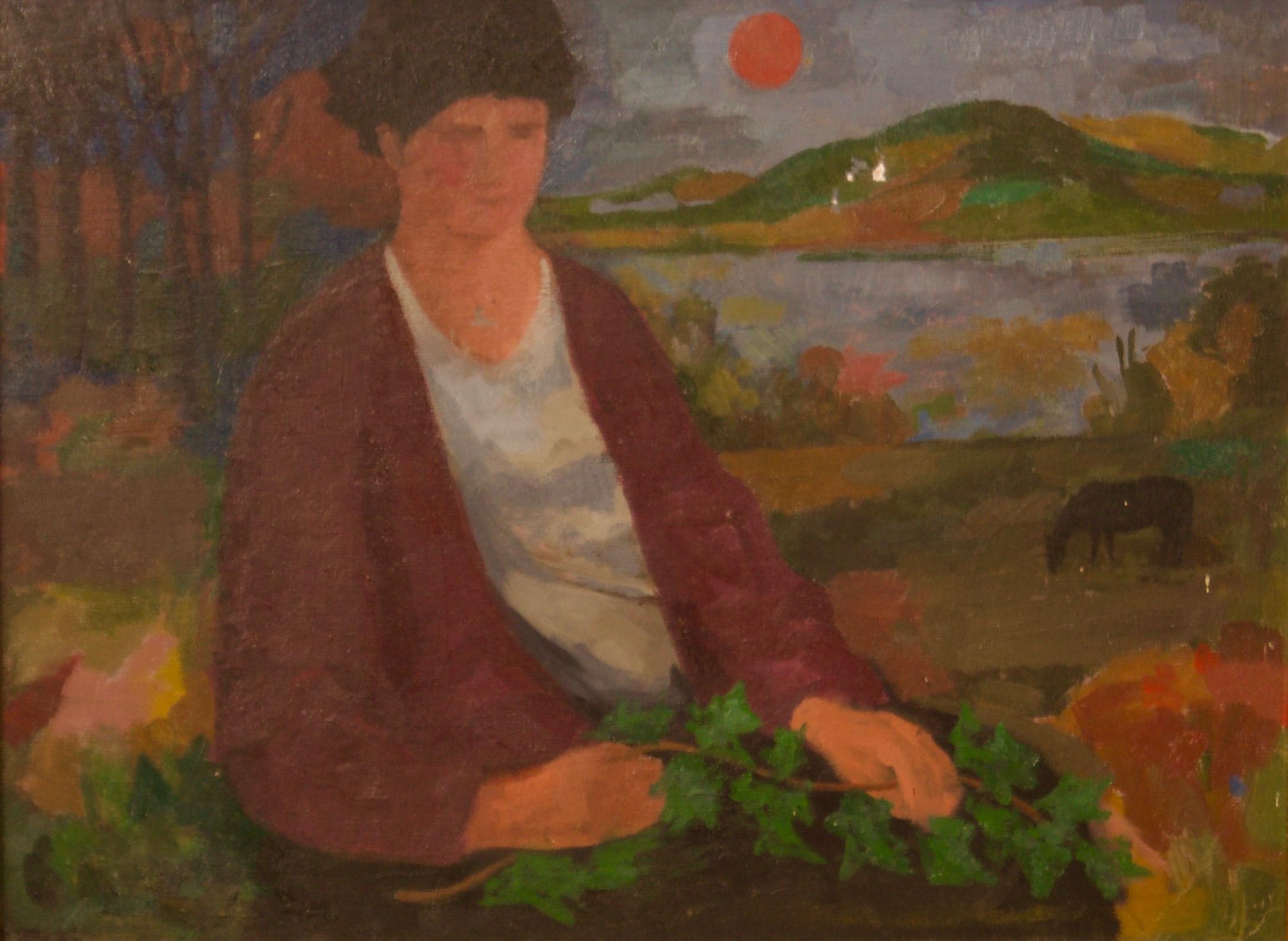 Duffy Ayers - Figure with Ivy - Late 20th Century Figurative Oil Piece ...