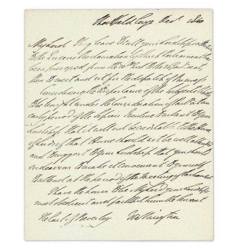 Duke of Wellington Signed Handwritten Letter For Sale at 1stDibs