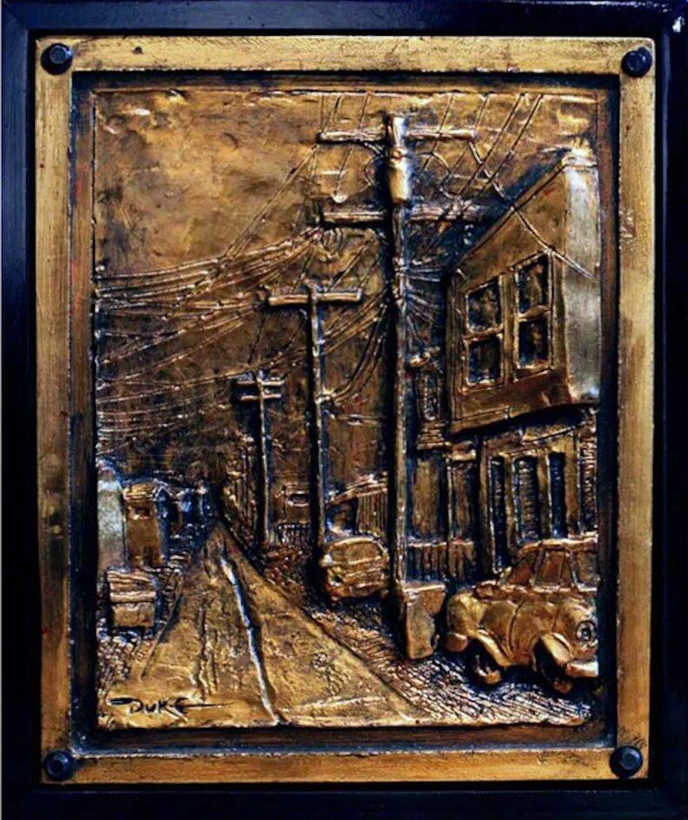 Duke Windsor - Impressionist Cityscape Wall Sculpture, "Golden Alley No ...