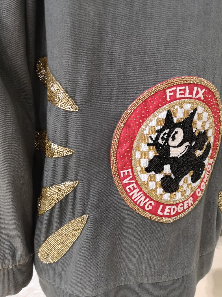 DuMishMash grey vogue felix cat handmade jacket For Sale at 1stDibs ...