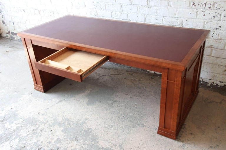 Dunbar Cherry Wood Leather Top Desk or Library Table at 1stDibs ...