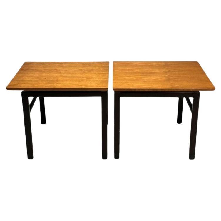 Mid Century Modern Walnut Satinwood Square Pyramid Side Pedestal Table ...