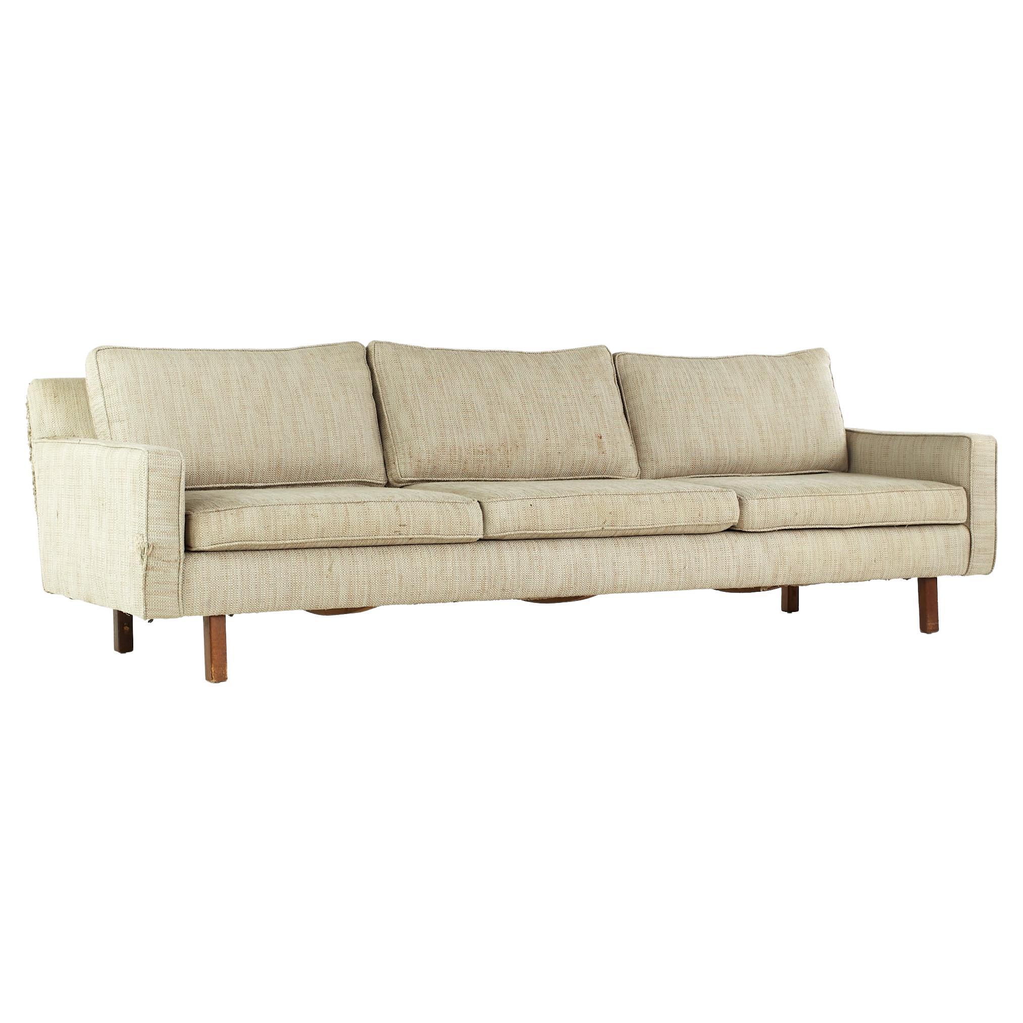 Mid-Century Dunbar Tuxedo Sofa with Walnut Plinth Base at 1stDibs ...
