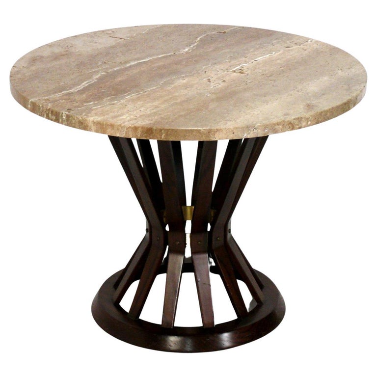 Dunbar Travertin-Wheat-Tisch mit Blättern im Angebot bei 1stDibs