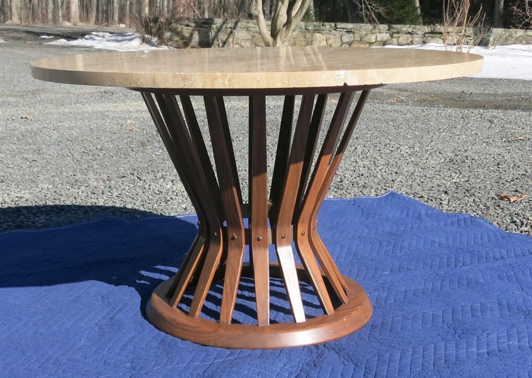 Dunbar Travertine Top Coffee Table Sheaf of Wheat Edward Wormley For ...