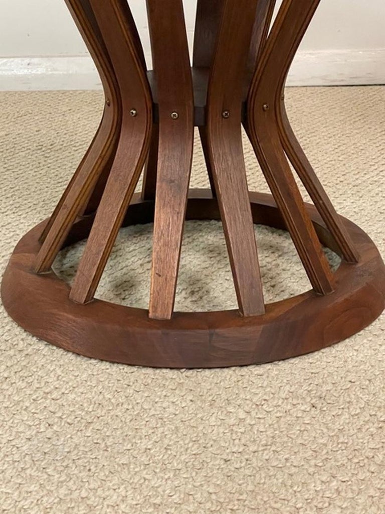 Dunbar Walnut Marble Top Table Sheaf of Wheat Base Mid-Century Modern ...