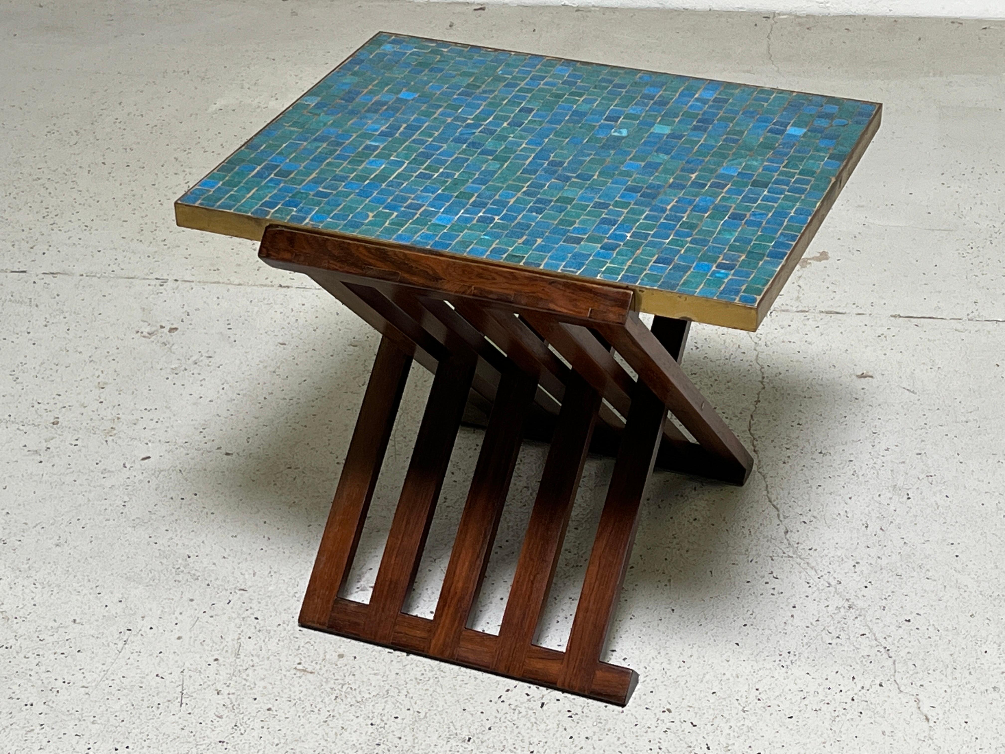 Dunbar X-Base Table with Murano Glass Tile Top For Sale at 1stDibs