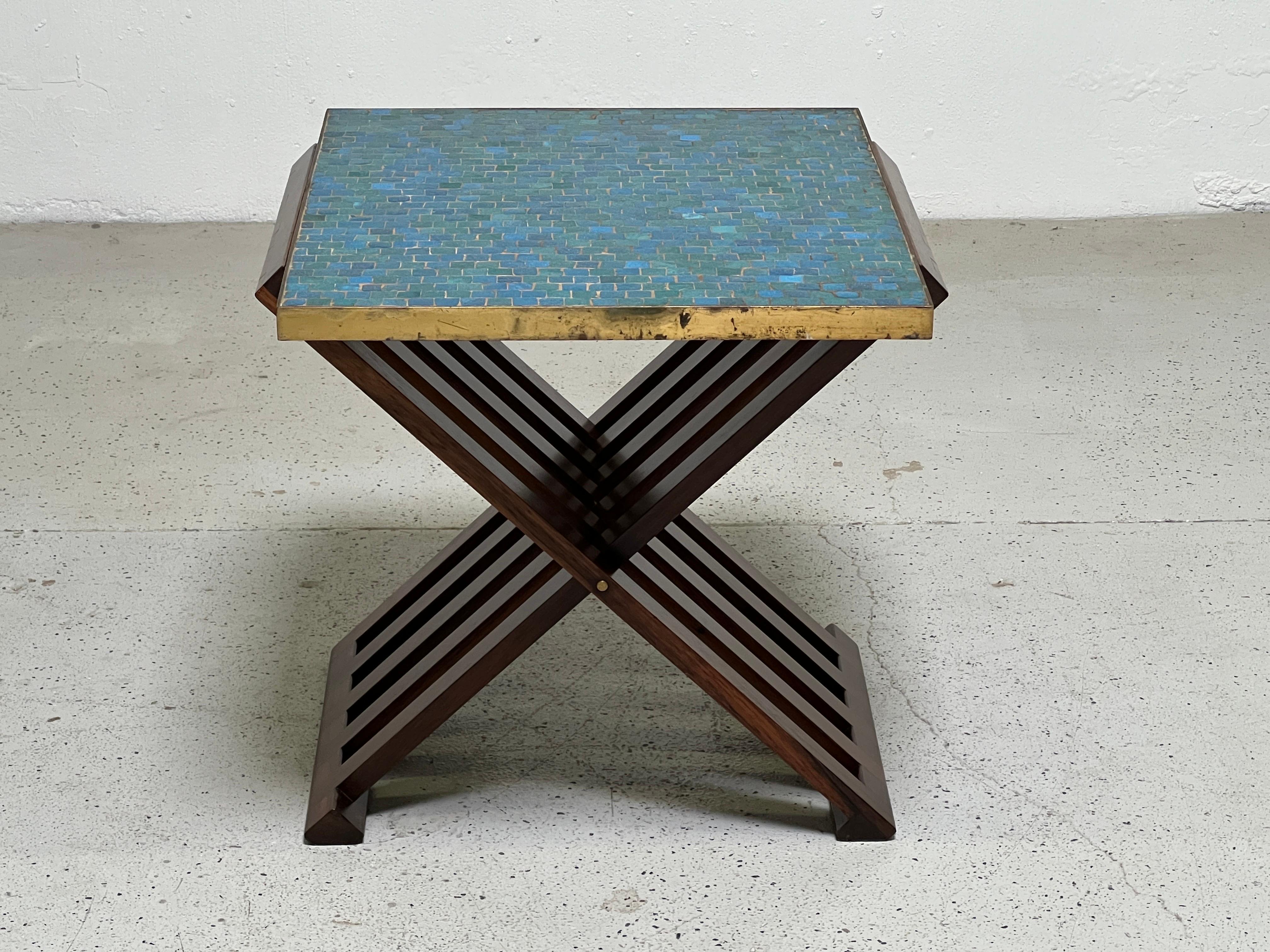 Dunbar X-Base Table with Murano Glass Tile Top For Sale at 1stDibs