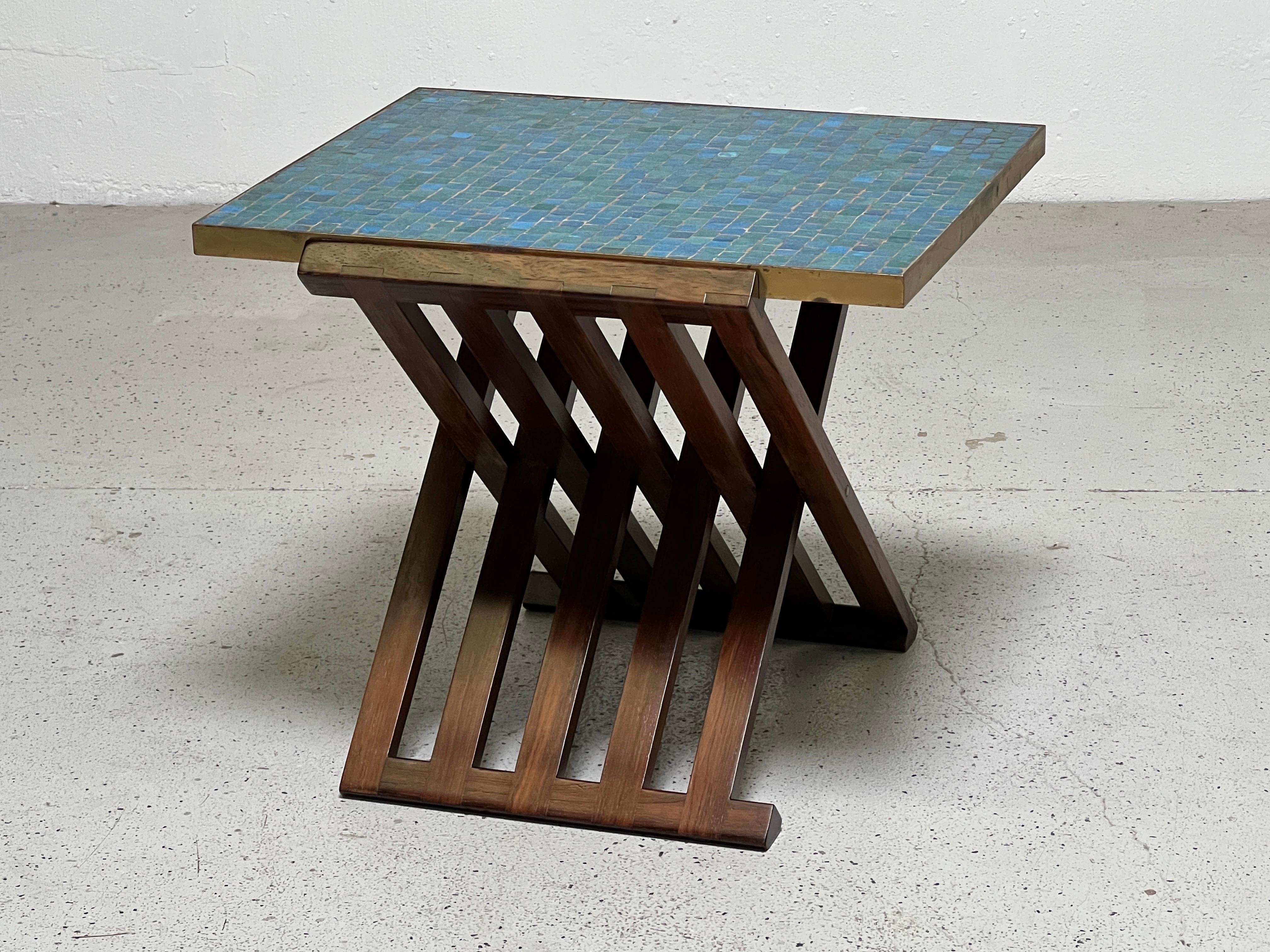 Dunbar X-Base Table with Murano Glass Tile Top For Sale at 1stDibs