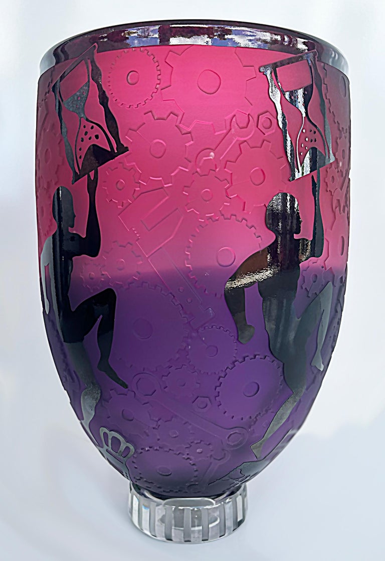 Duncan McClellan Etched Overlay Art Glass Cameo Vase, circa 2005 ...