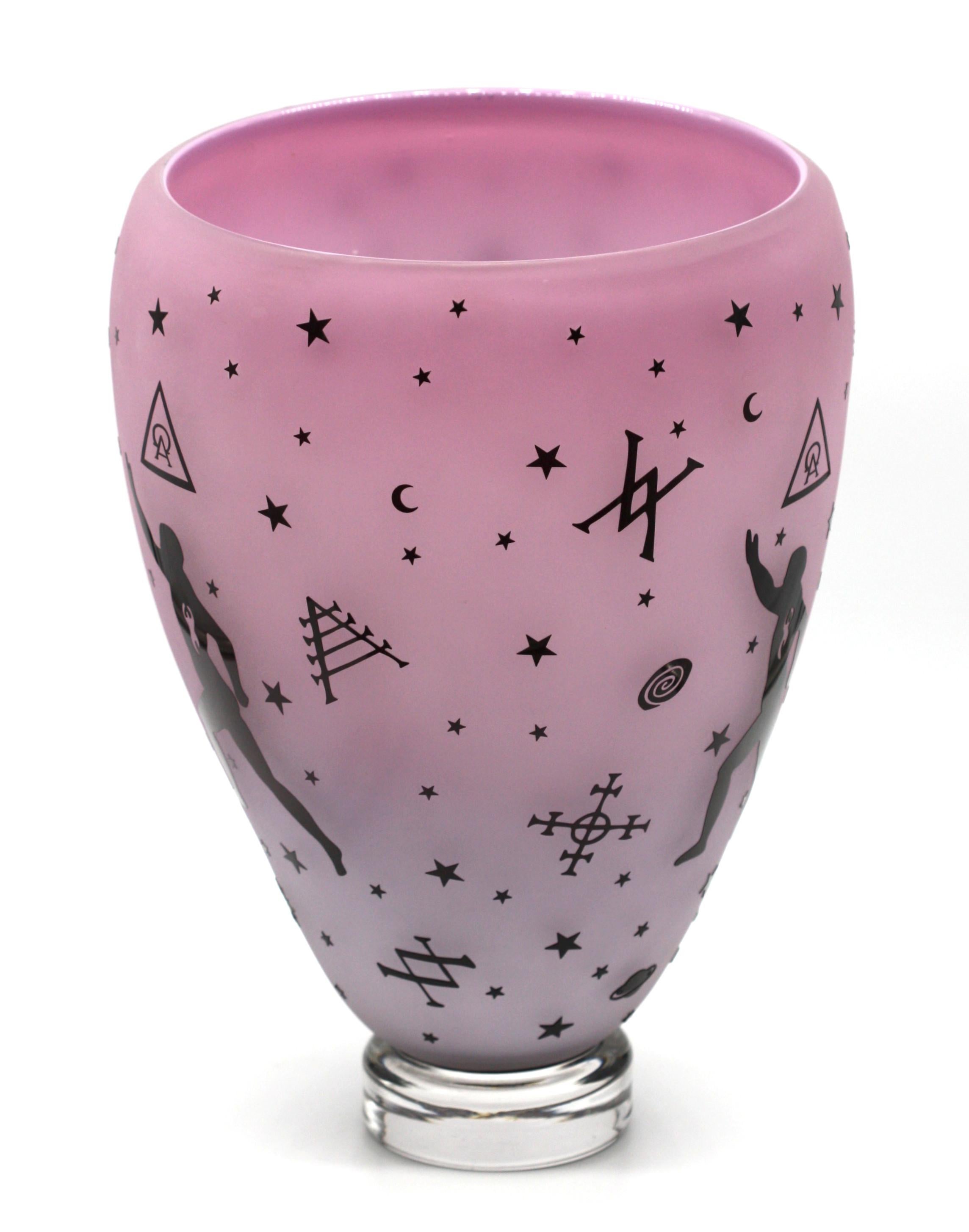 Duncan McClellan, Blown and Sandblasted Glass Vessel, "Man about Town ...