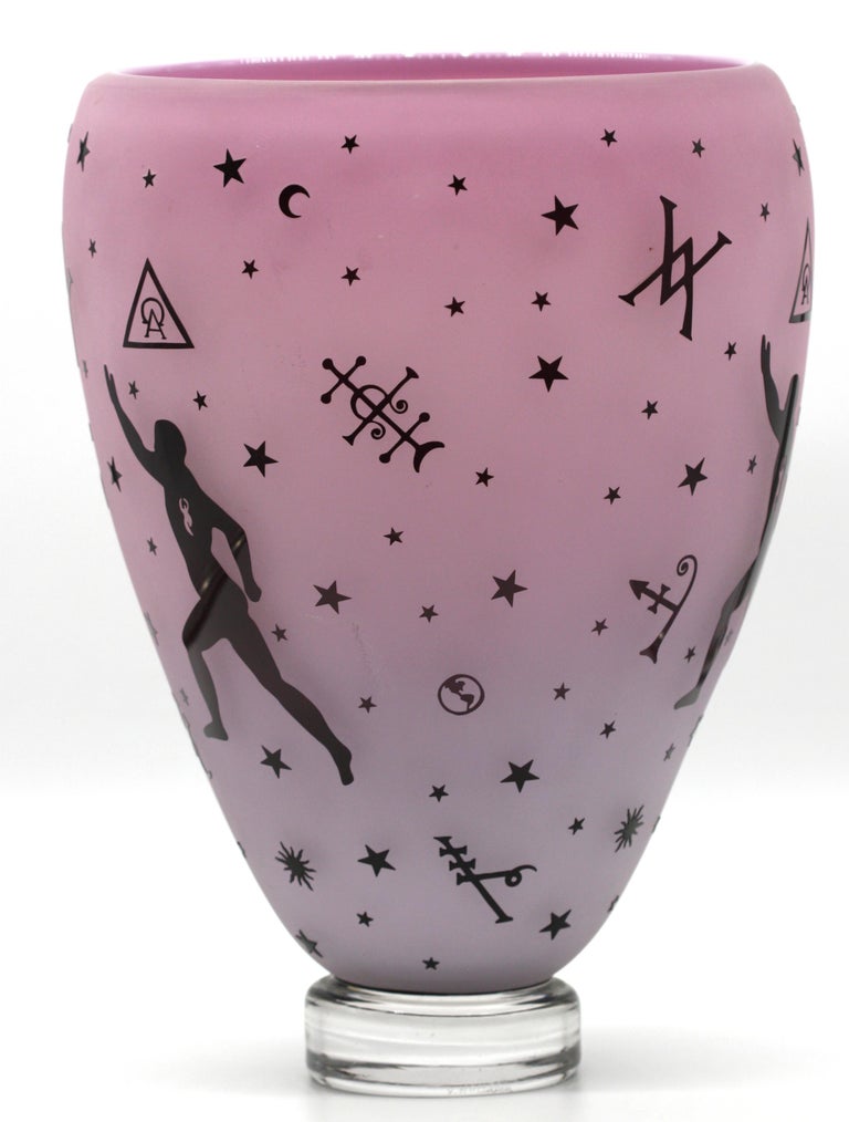 Duncan McClellan, Blown and Sandblasted Glass Vessel, "Man about Town ...