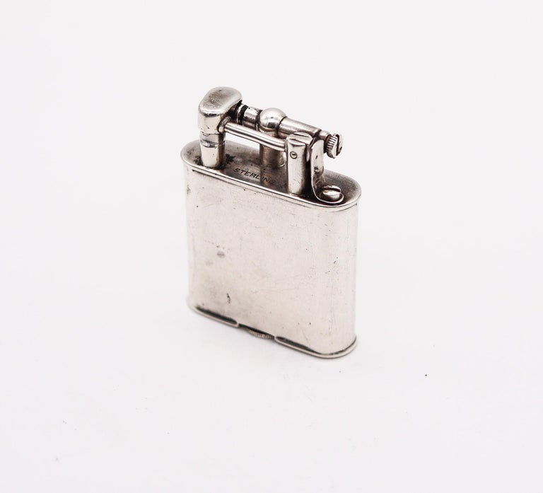 Dunhill England 1927 Art Deco Unique Lift Arm Petrol Lighter .925 Sterling Siver For Sale at 1stDibs