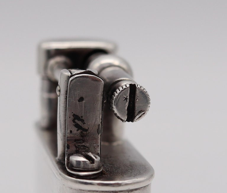 Dunhill England 1927 Art Deco Unique Lift Arm Petrol Lighter .925 Sterling Siver For Sale at 1stDibs
